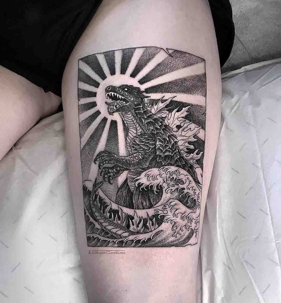 30 Godzilla-Tattoos - Was sind schwarze und graue Tattoos?